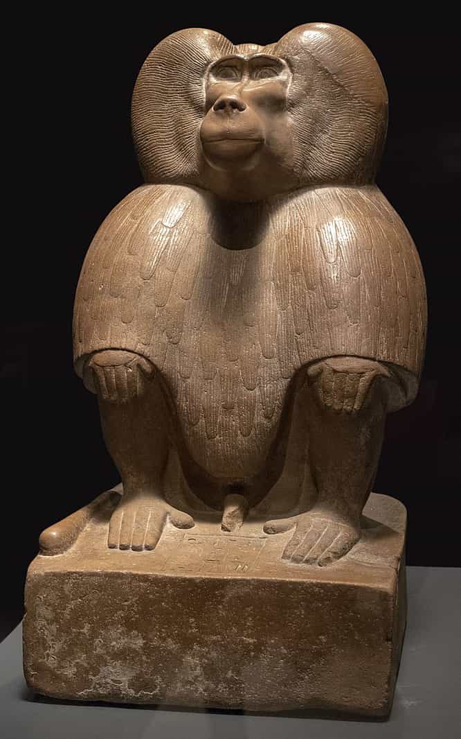 Figure of a Baboon Wearing a Feathered Hood