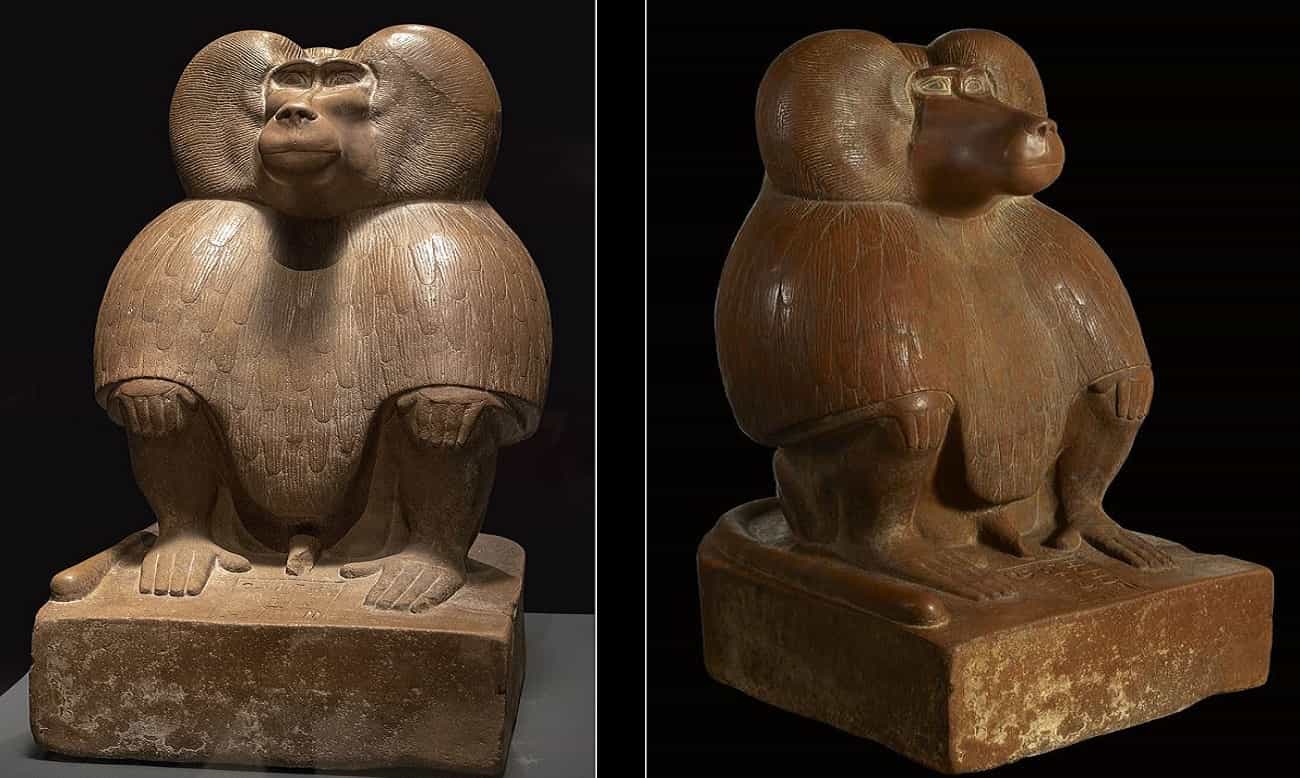 Figure of a Baboon Wearing a Feathered Hood